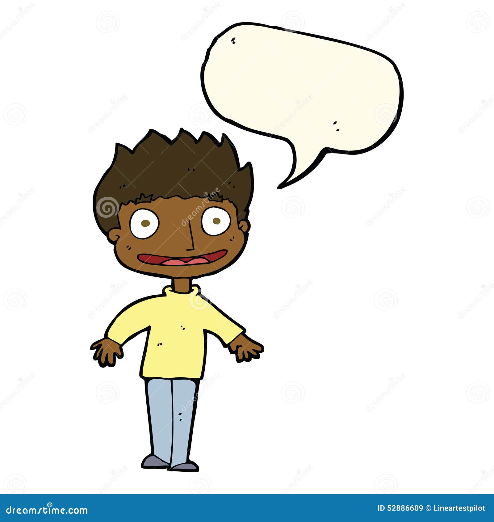 Cartoon Excited Boy with Speech Bubble Stock Illustration ...
