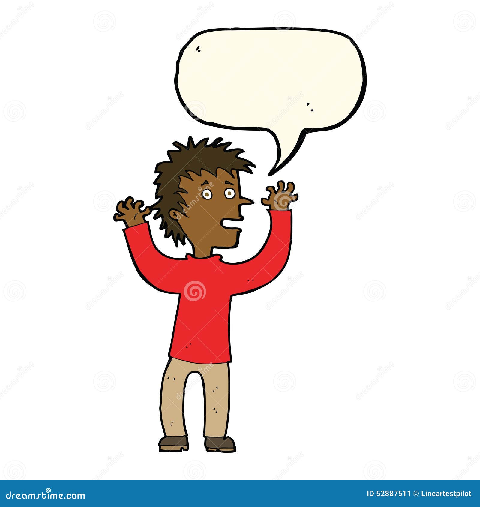 Cartoon Excited Boy with Speech Bubble Stock Illustration ...