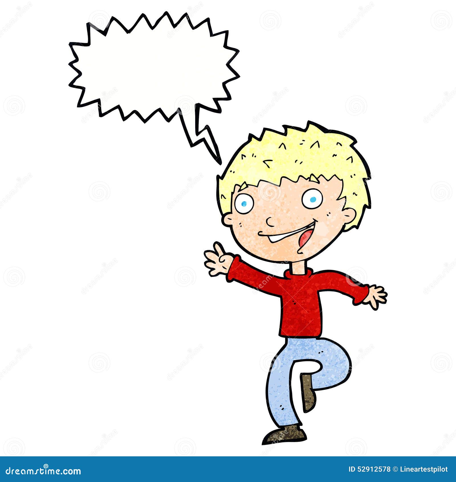 Cartoon Excited Boy with Speech Bubble Stock Illustration ...
