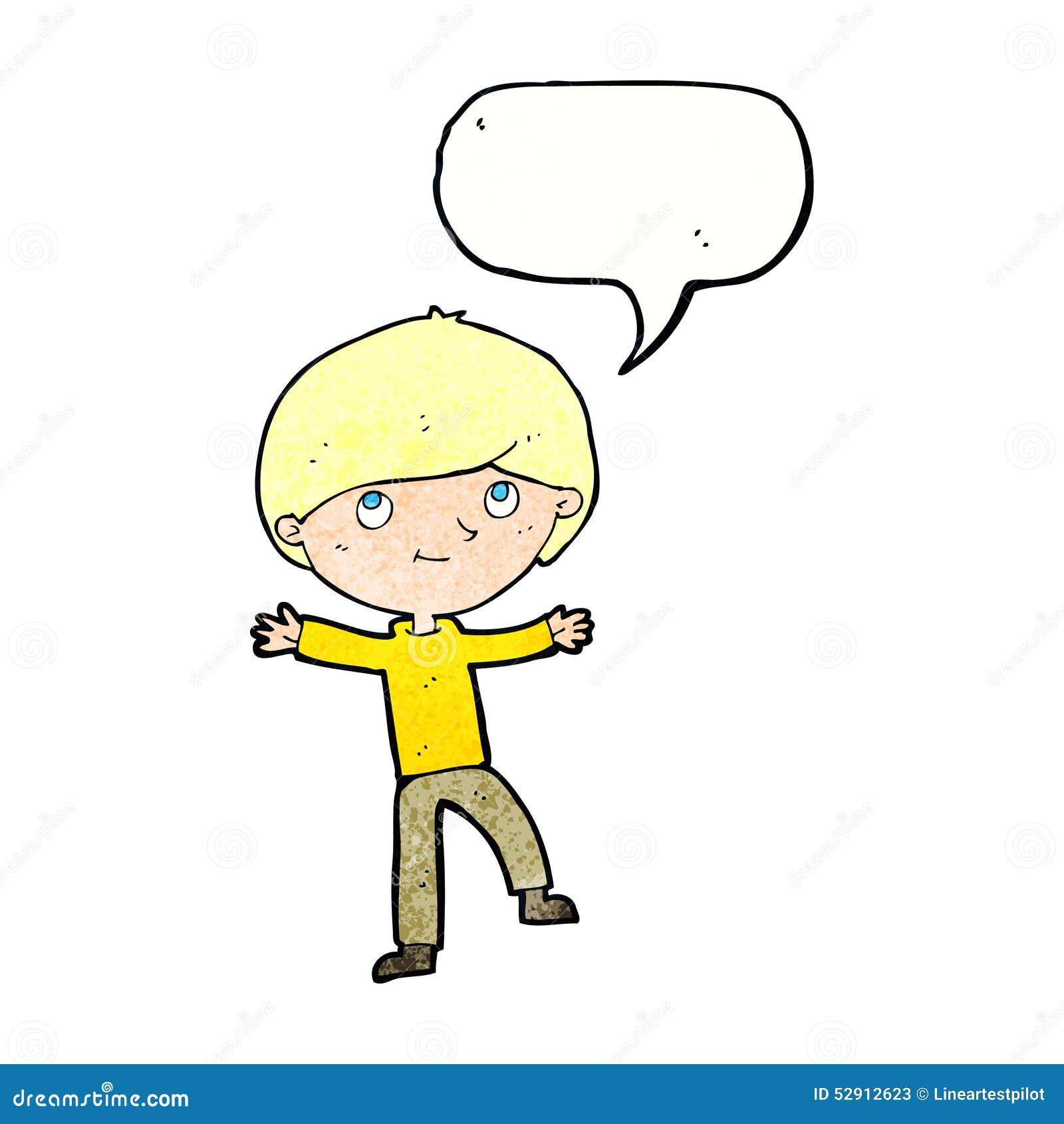 Cartoon Excited Boy with Speech Bubble Stock Illustration ...