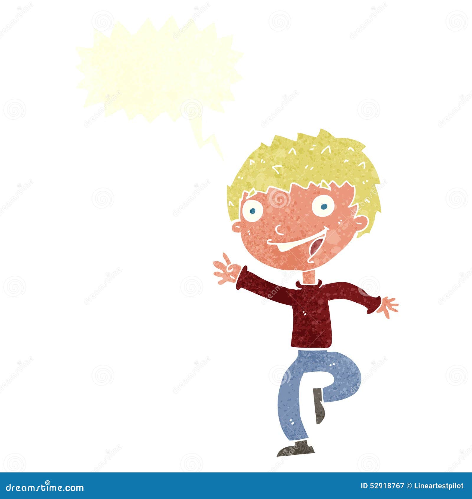 Cartoon Excited Boy with Speech Bubble Stock Illustration ...