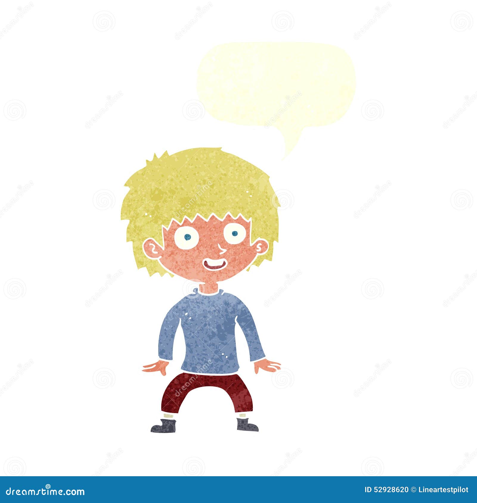 Cartoon Excited Boy with Speech Bubble Stock Illustration ...