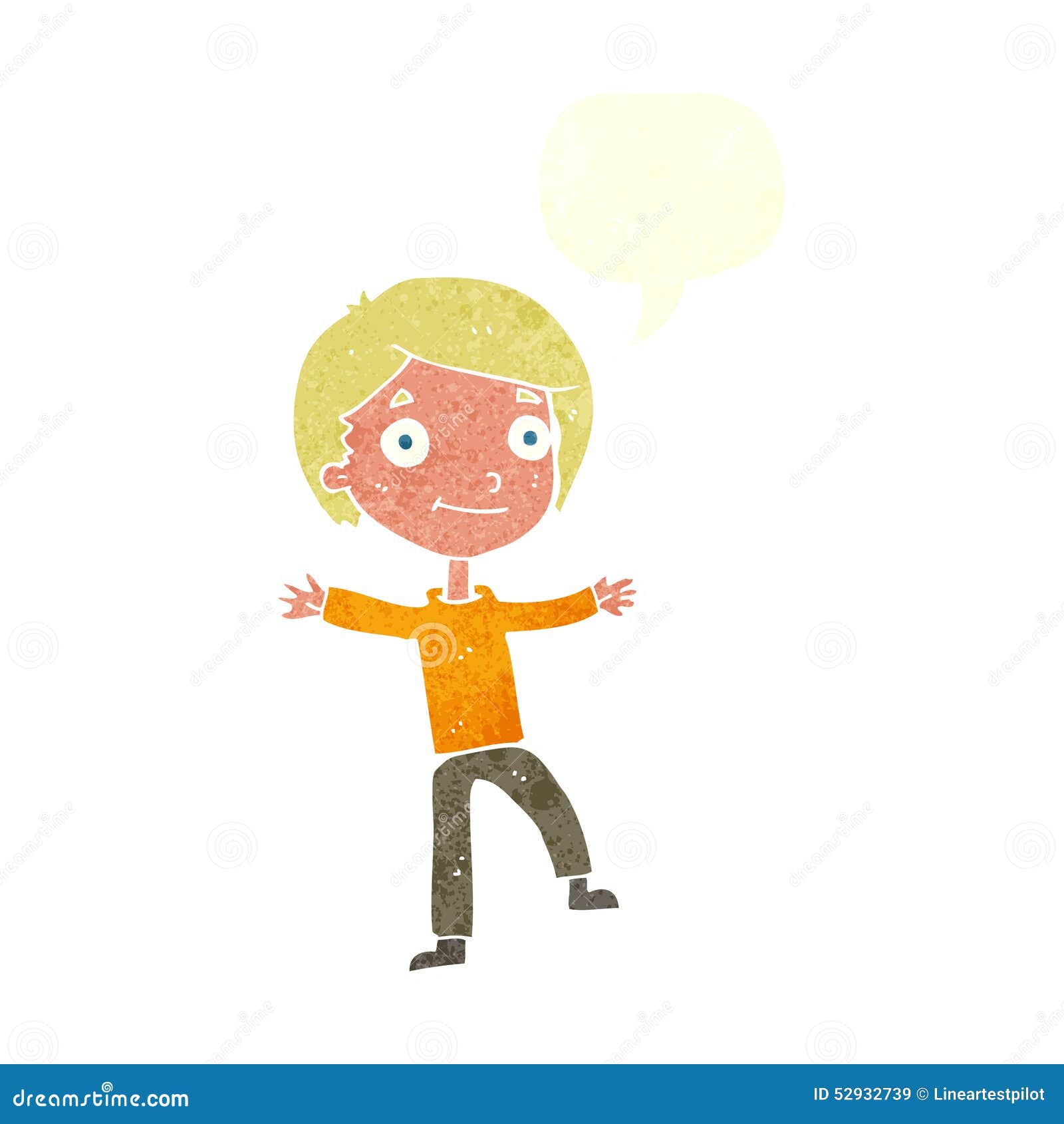 Cartoon Excited Boy with Speech Bubble Stock Illustration ...