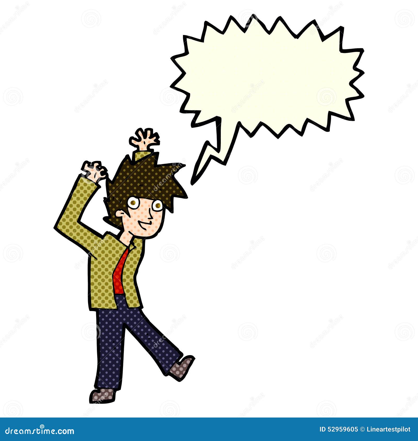 Cartoon Excited Boy with Speech Bubble Stock Illustration ...