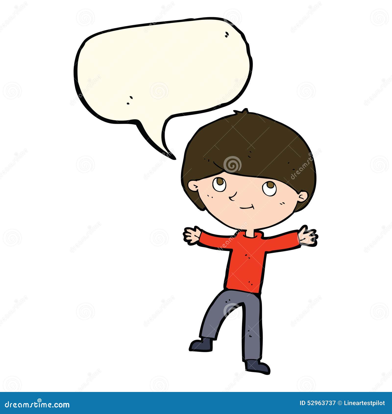 Cartoon Excited Boy with Speech Bubble Stock Illustration ...