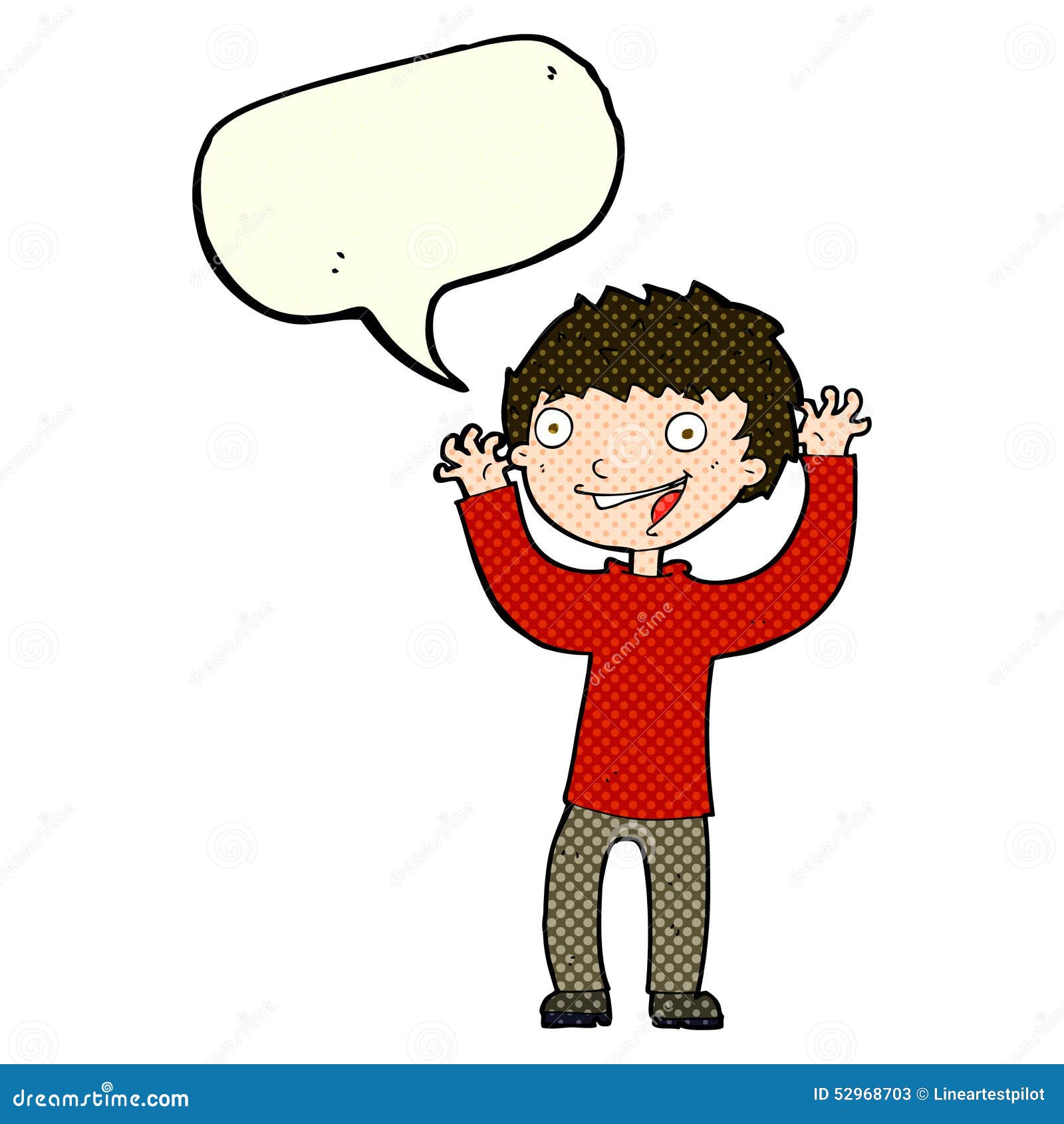 Cartoon Excited Boy with Speech Bubble Stock Illustration ...