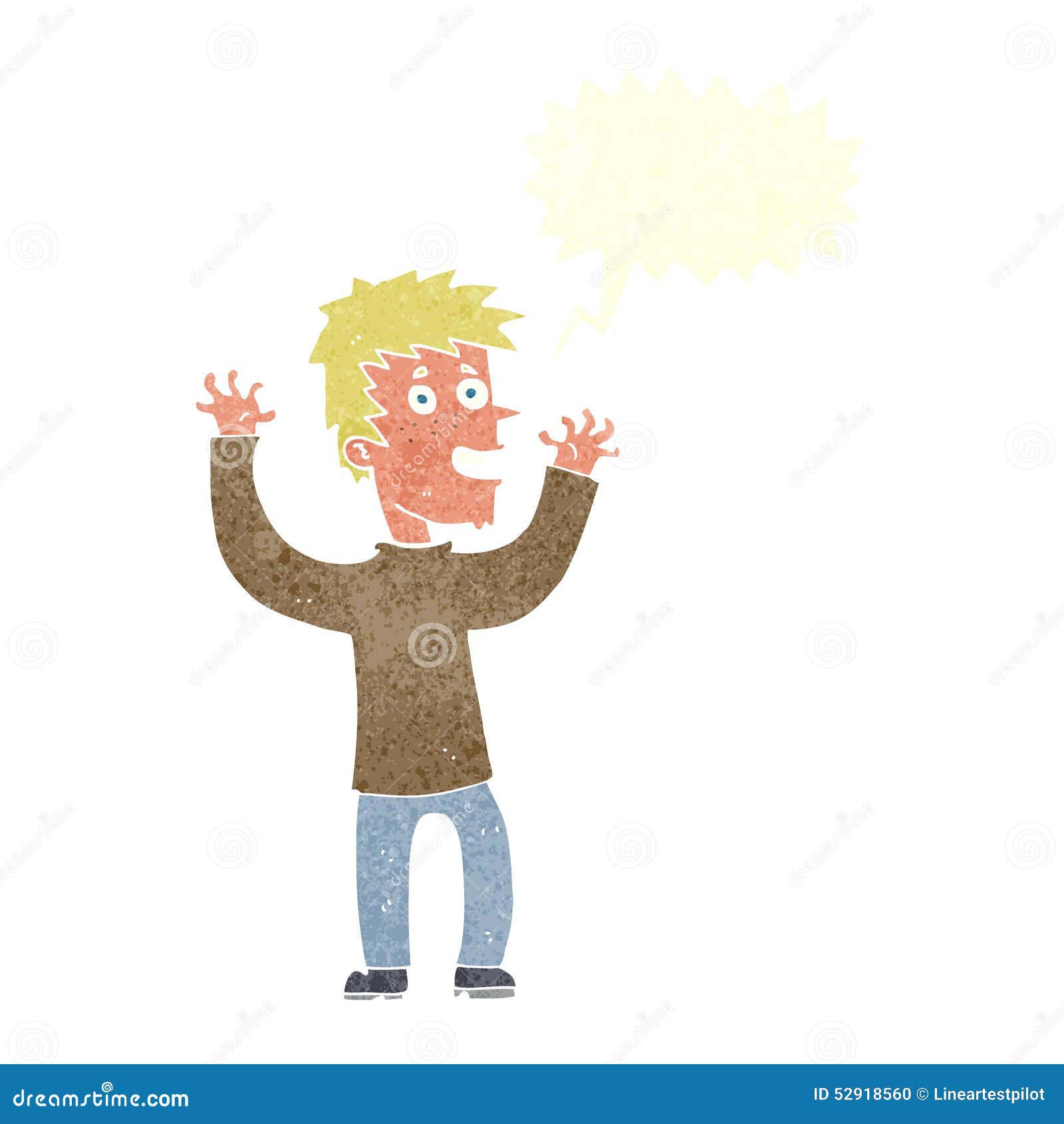 Cartoon Excited Man with Speech Bubble Stock Illustration ...