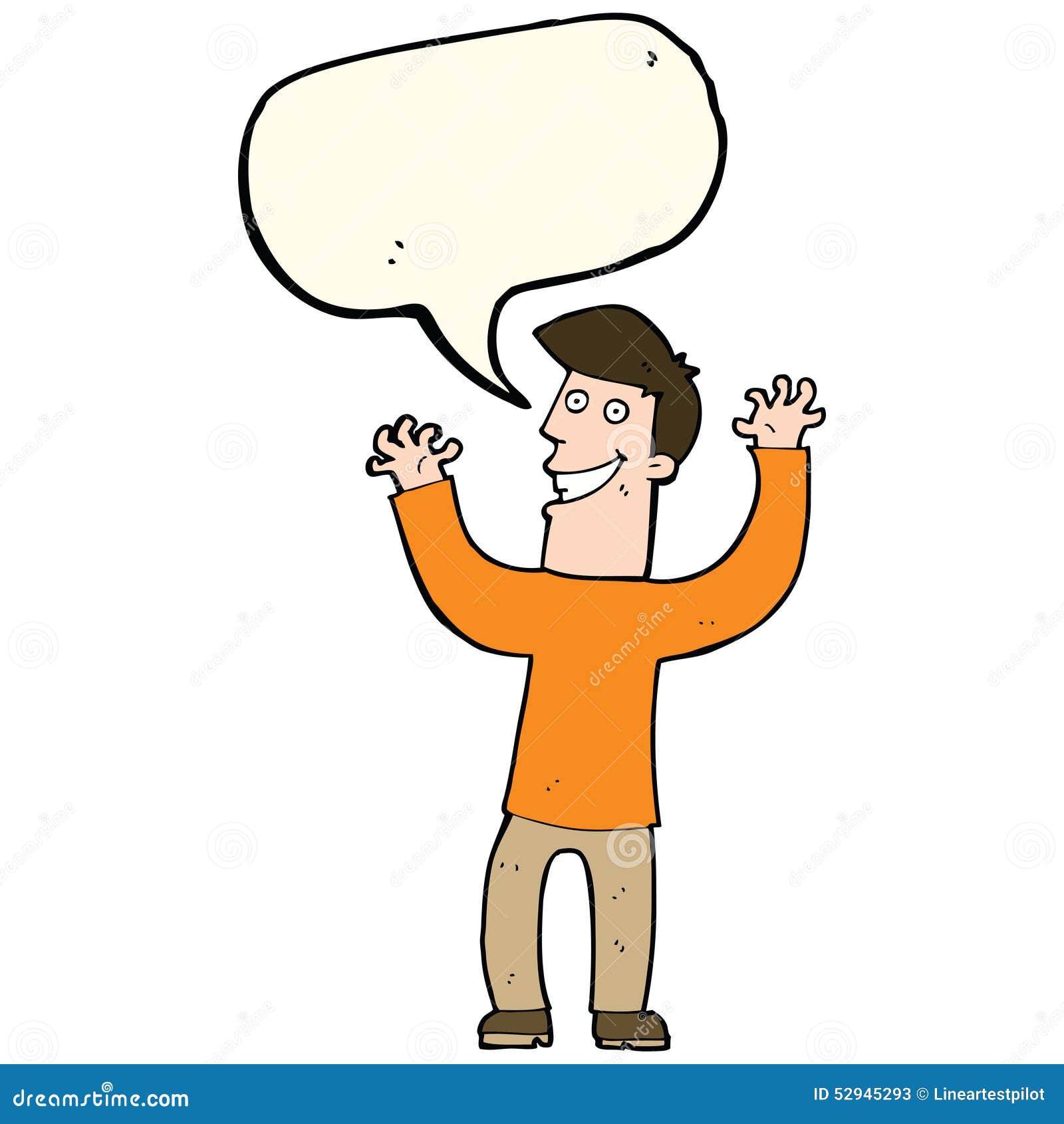Cartoon Excited Man with Speech Bubble Stock Illustration ...