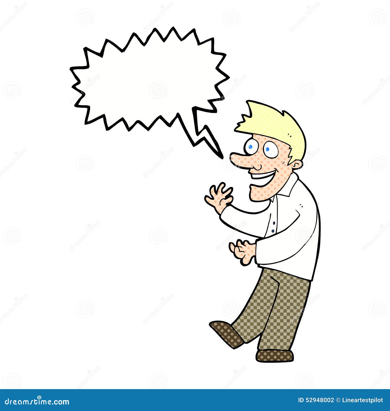 Cartoon Excited Man with Speech Bubble Stock Illustration ...