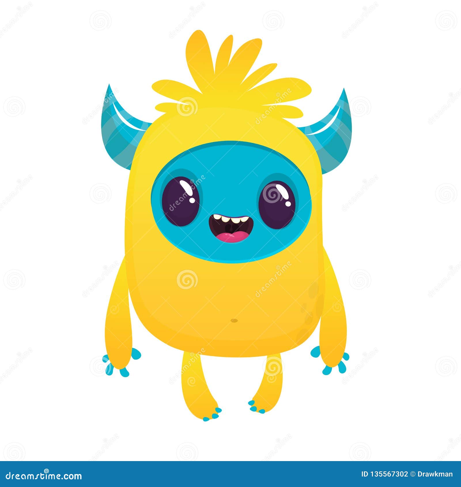 Cartoon Excited Monster Character Illustration. Stock Vector ...