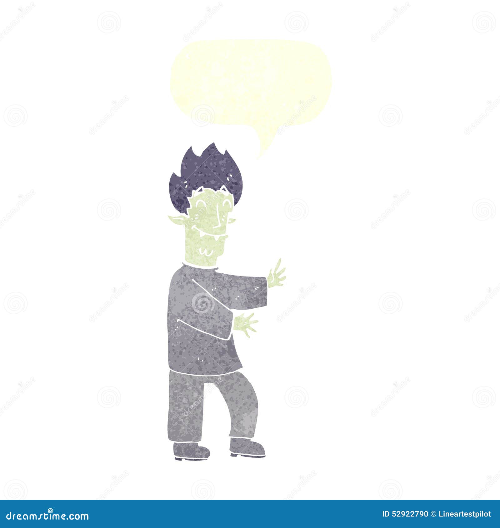 Cartoon Excited Vampire with Speech Bubble Stock Illustration ...