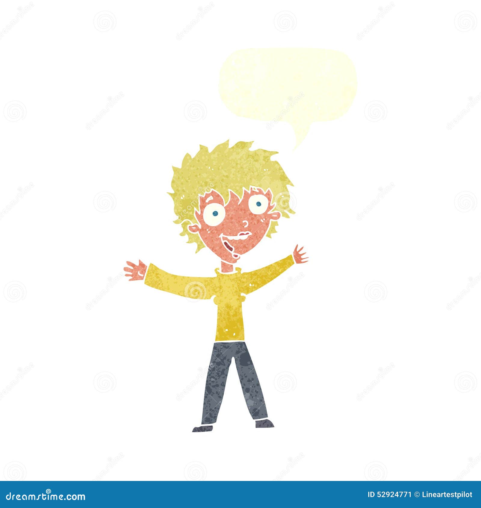 Cartoon Excited Woman with Speech Bubble Stock Illustration ...