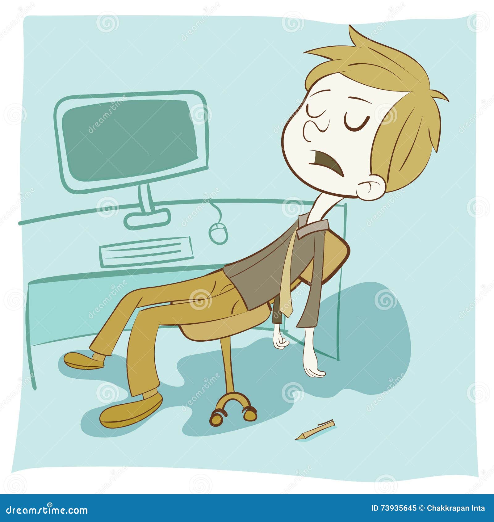 Cartoon exhausted employee stock vector. Illustration of employee ...