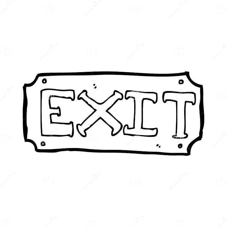 Cartoon exit sign stock illustration. Illustration of silly - 37031623