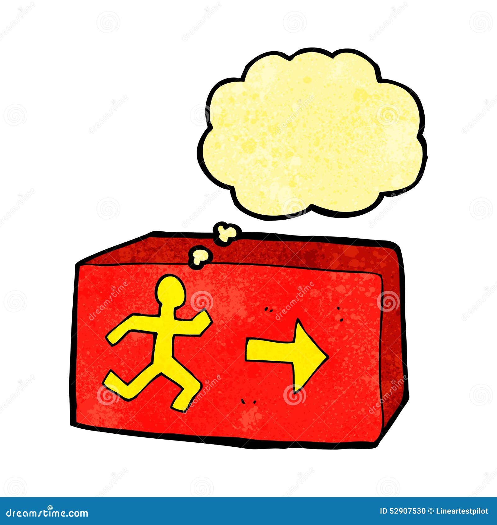 Cartoon Exit Sign with Thought Bubble Stock Illustration - Illustration ...