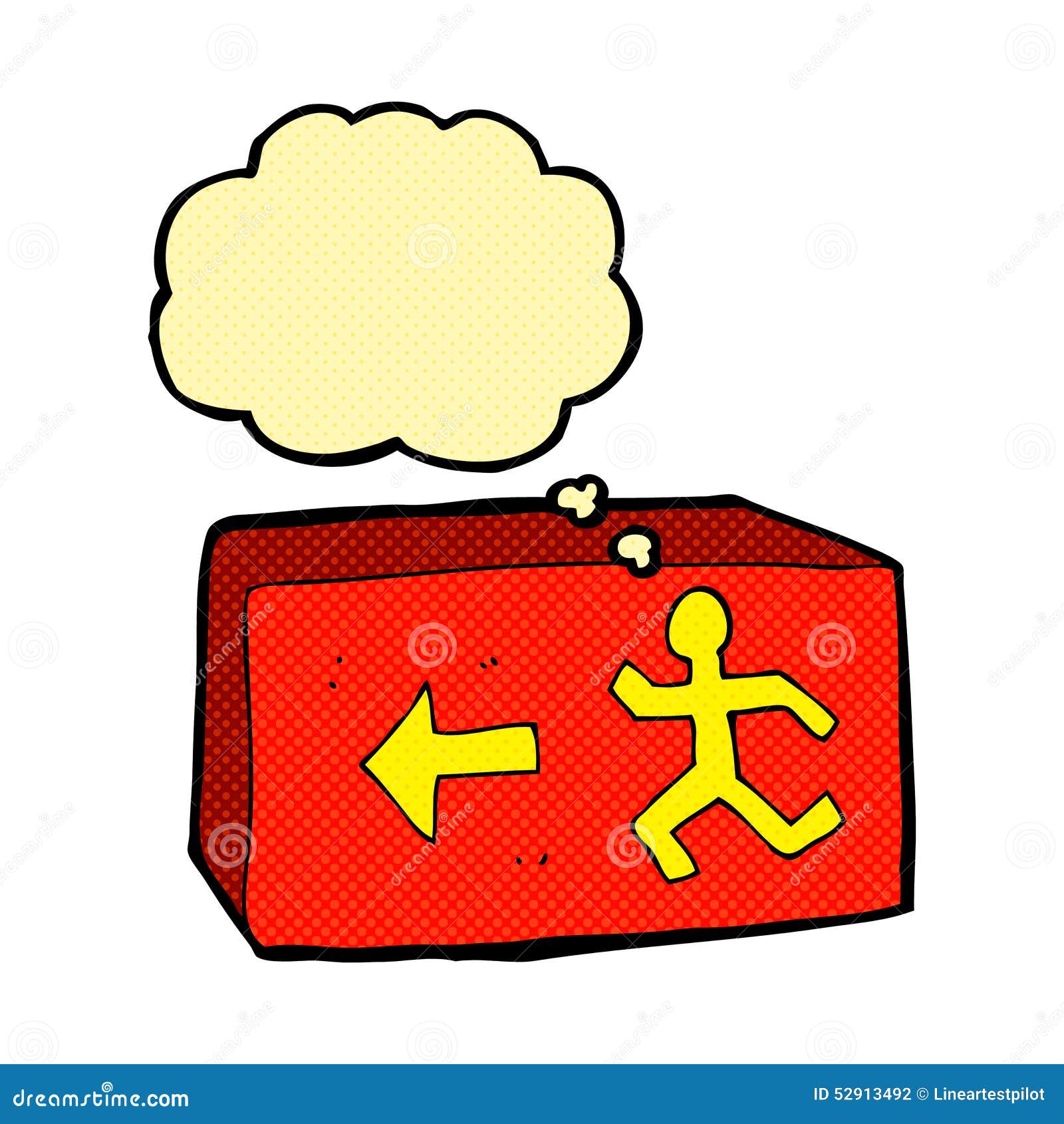 Cartoon Exit Sign with Thought Bubble Stock Illustration - Illustration ...