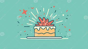 Cartoon of an Exploding Cake with Dynamic Shock Wave and Fire Flame ...