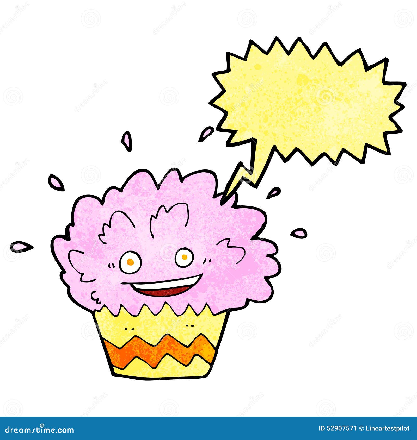 Cartoon Exploding Cupcake with Speech Bubble Stock Illustration ...