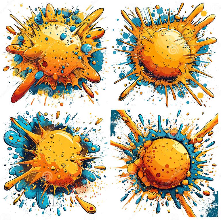 Cartoon Exploding Drops Isolated, Comic Bursting Bubbles on White ...