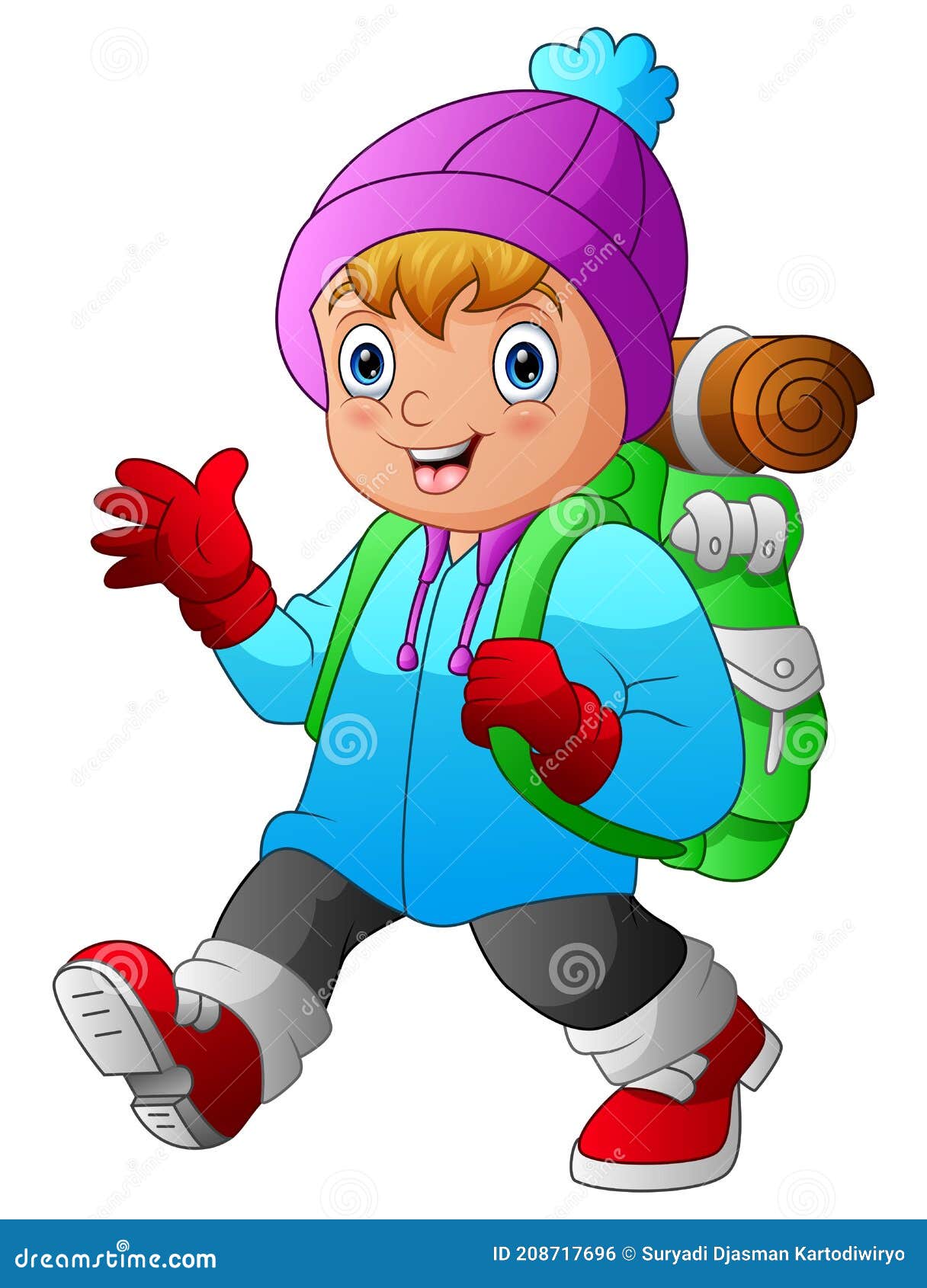 Cartoon the Explorer Boy with Backpack Stock Illustration ...