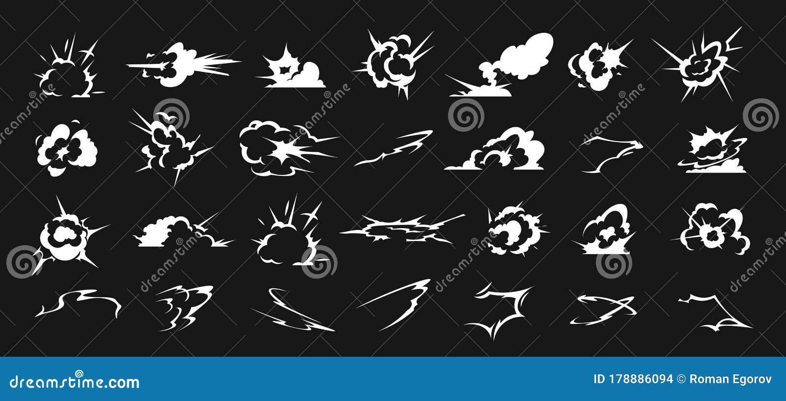 Cartoon Explosion Effect. Comic Speed Trail Moving Shines Effects ...