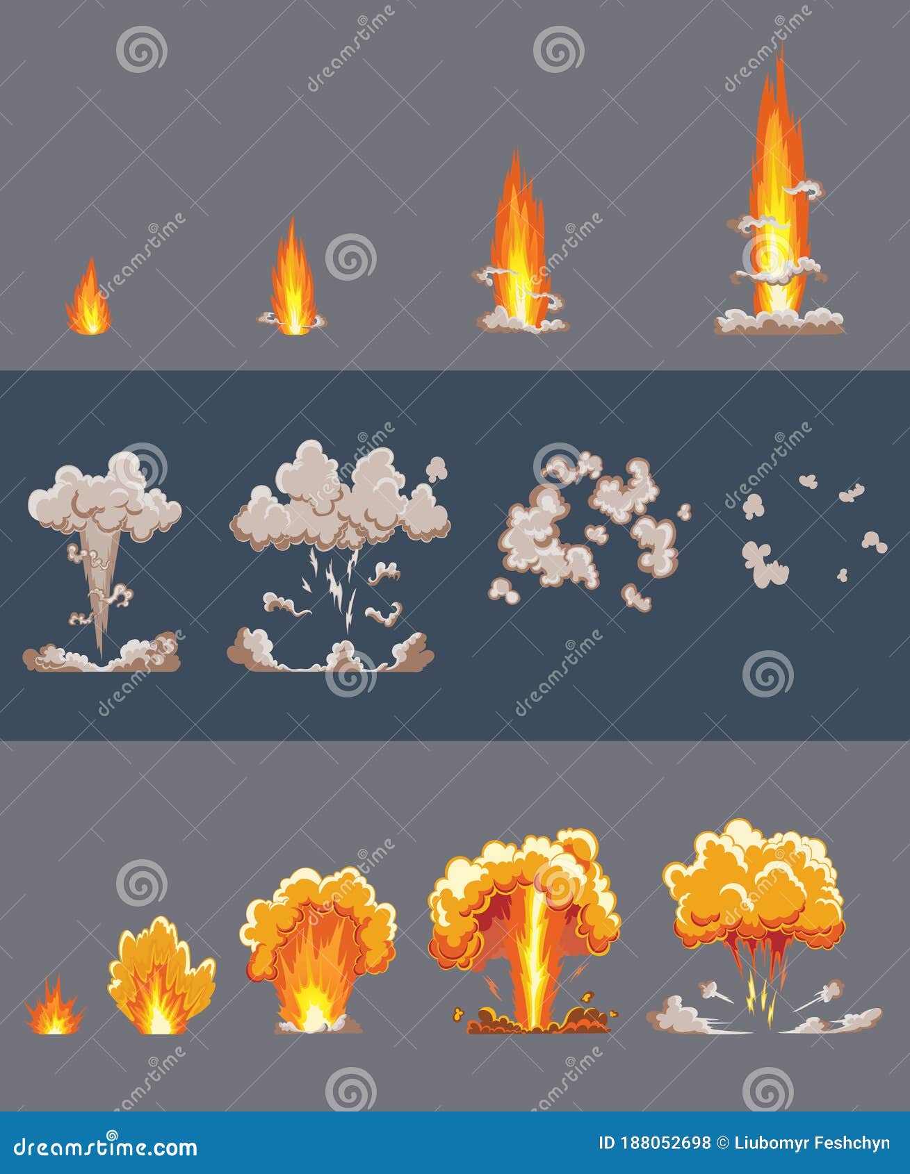 Cartoon Explosion Effect With Smoke. Comic Boom Effect, Explode Flash ...