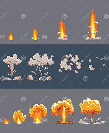 Cartoon Explosion Effect with Smoke. Comic Boom Effect, Explode Flash ...