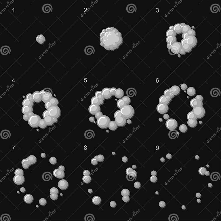 Cartoon Explosion Smoke Animation Frames Set. Vector Stock Vector ...
