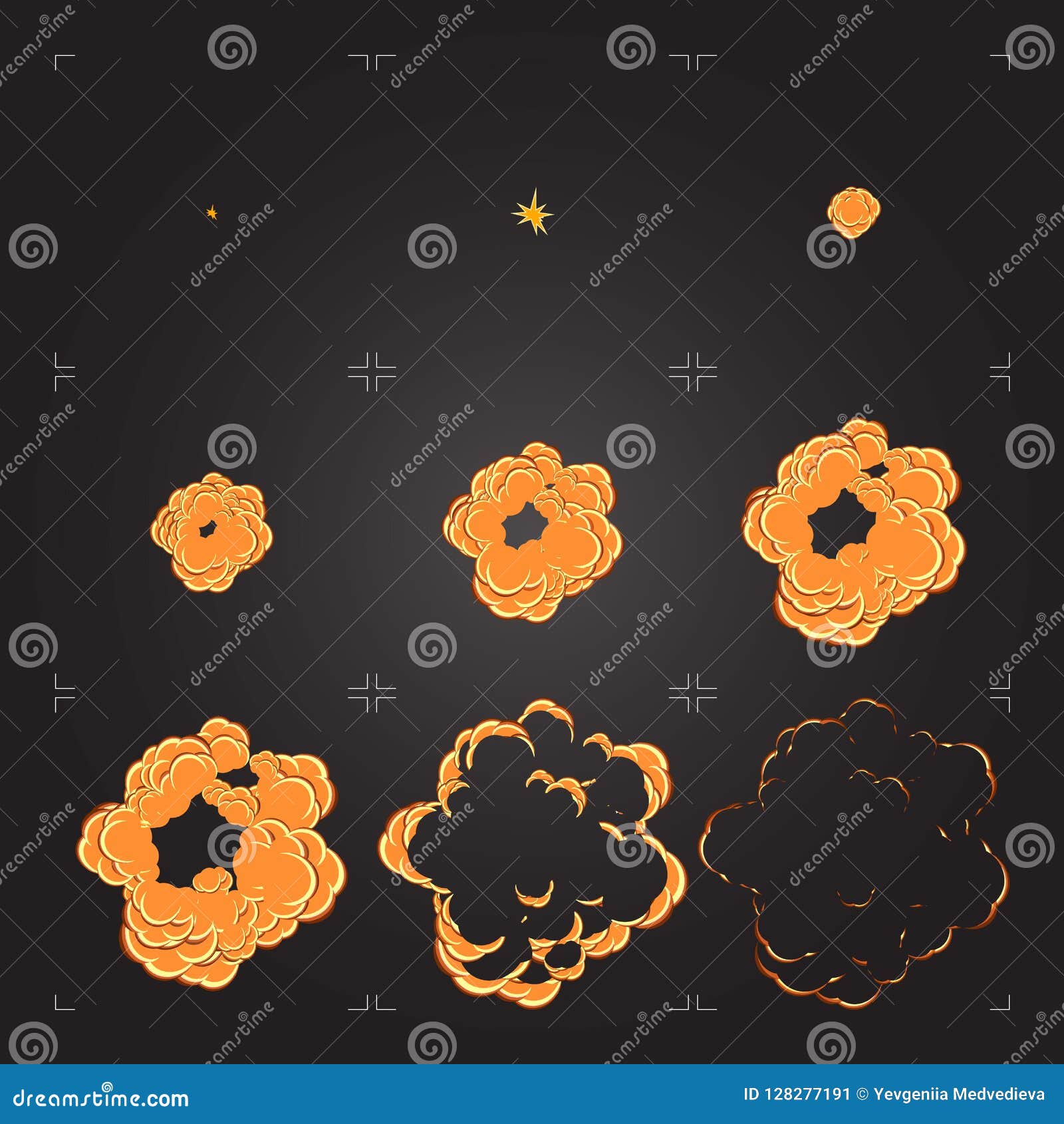 Cartoon Explosion Sprite Sheet Animation. Design Element for Game or ...