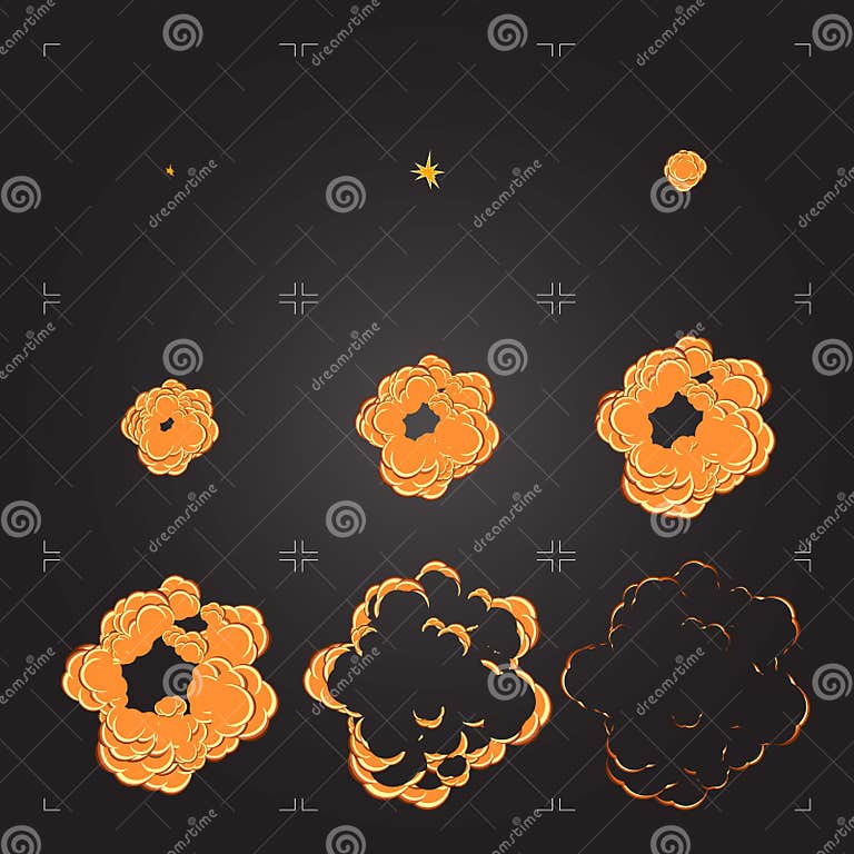 Cartoon Explosion Sprite Sheet Animation. Design Element for Game or ...