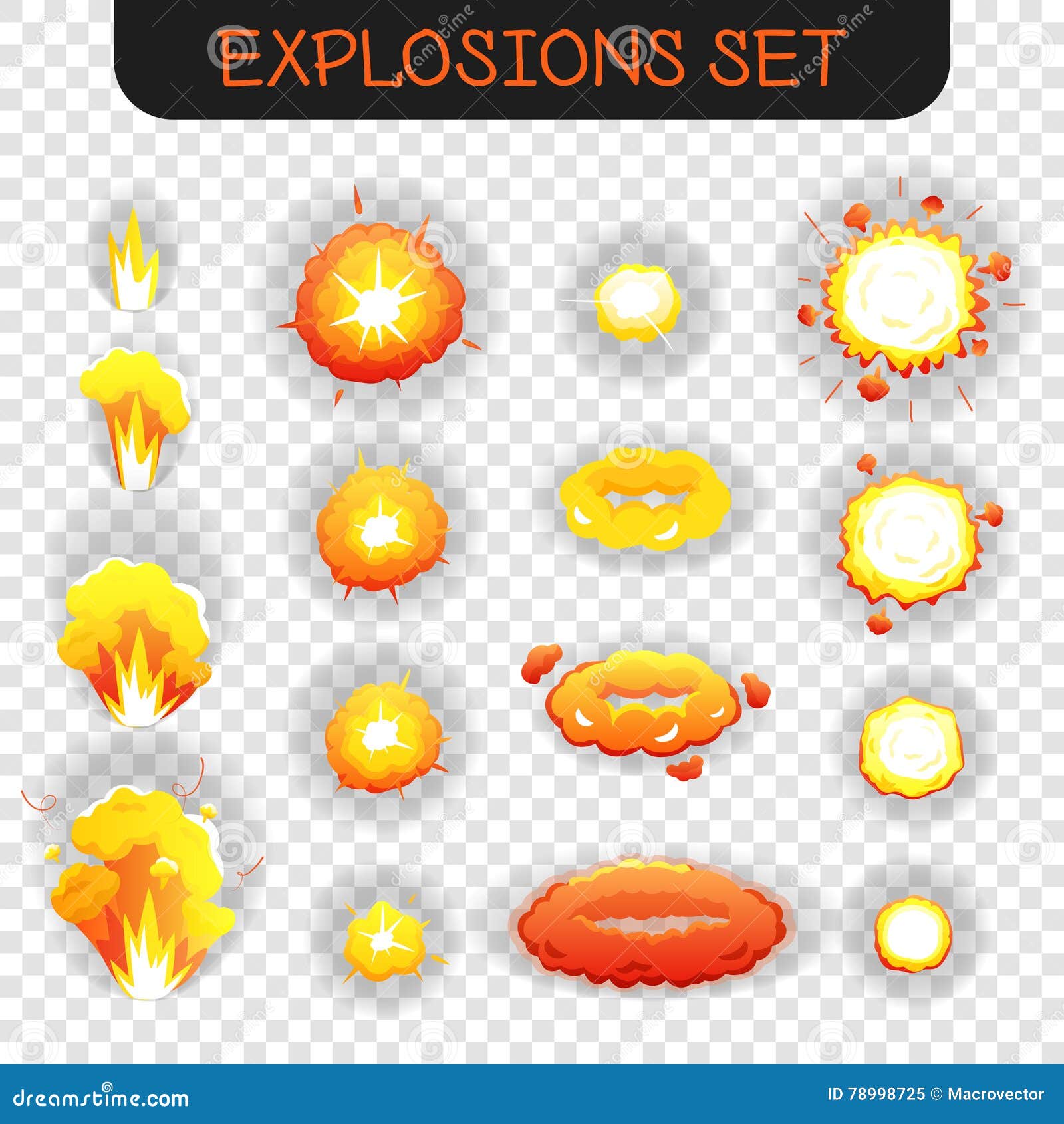 Cartoon Explosion Transparent Set Stock Vector - Illustration of icons ...
