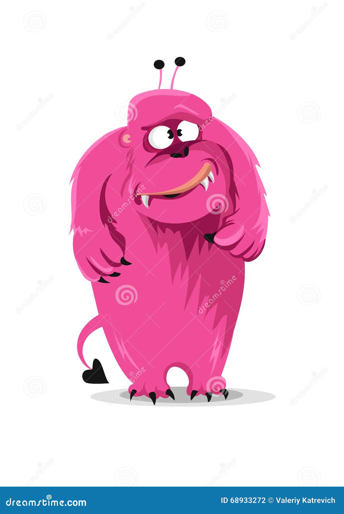 Cartoon Expression Pink Monster on White Background. Vector ...