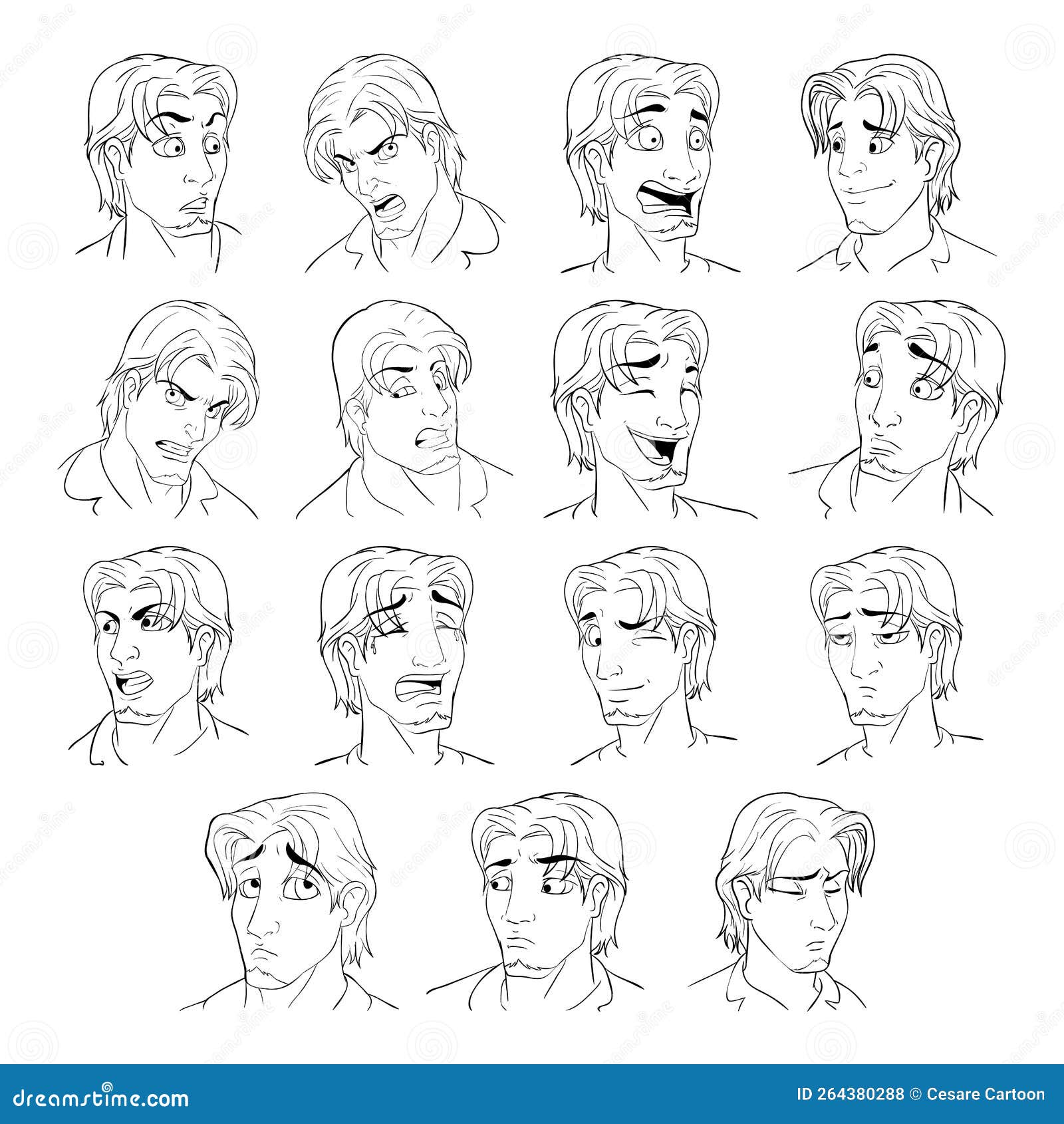 Cartoon expression set stock vector. Illustration of emoticon - 264380288