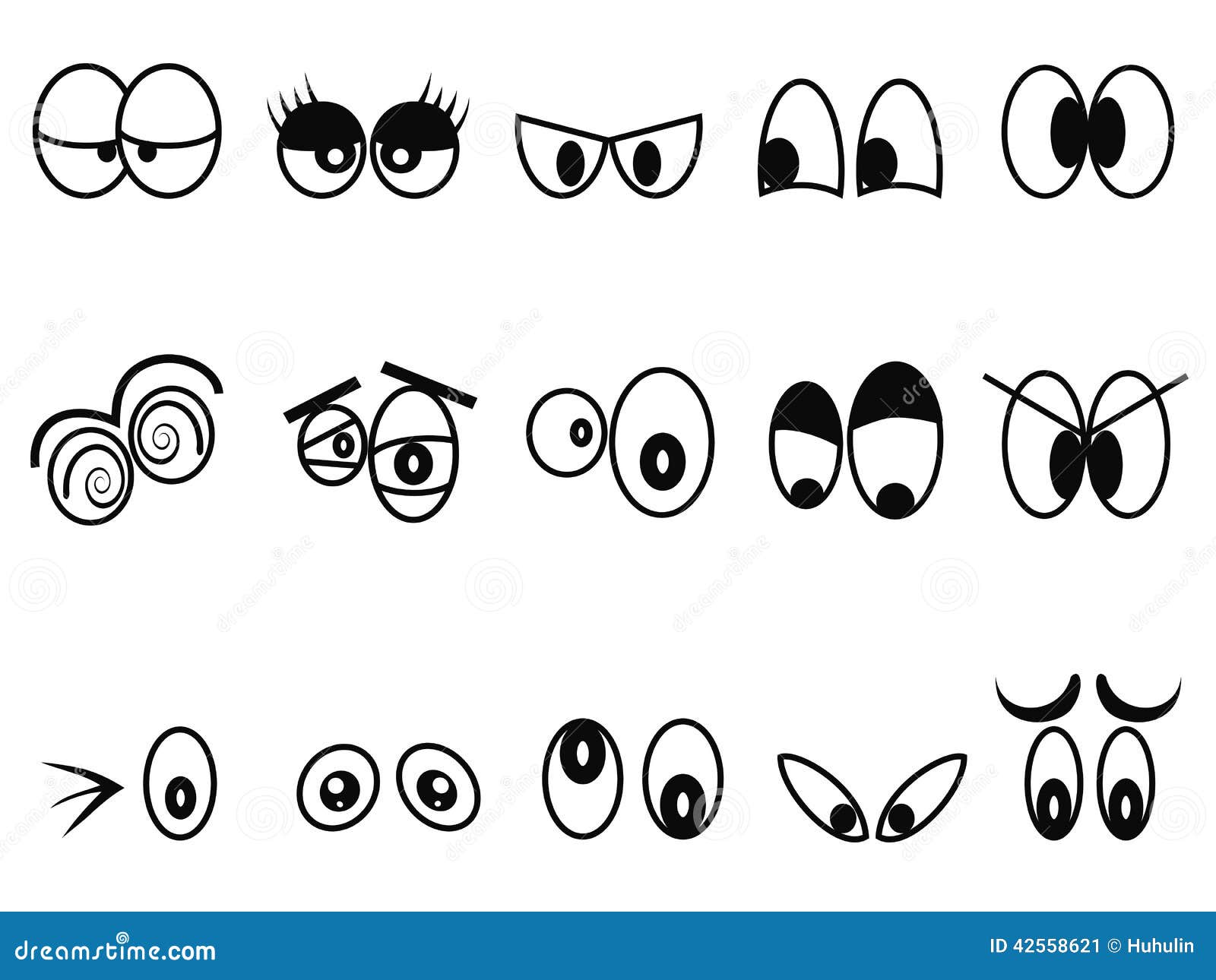 Cartoon Expressional Eyes Icon Set Stock Vector - Illustration of ...