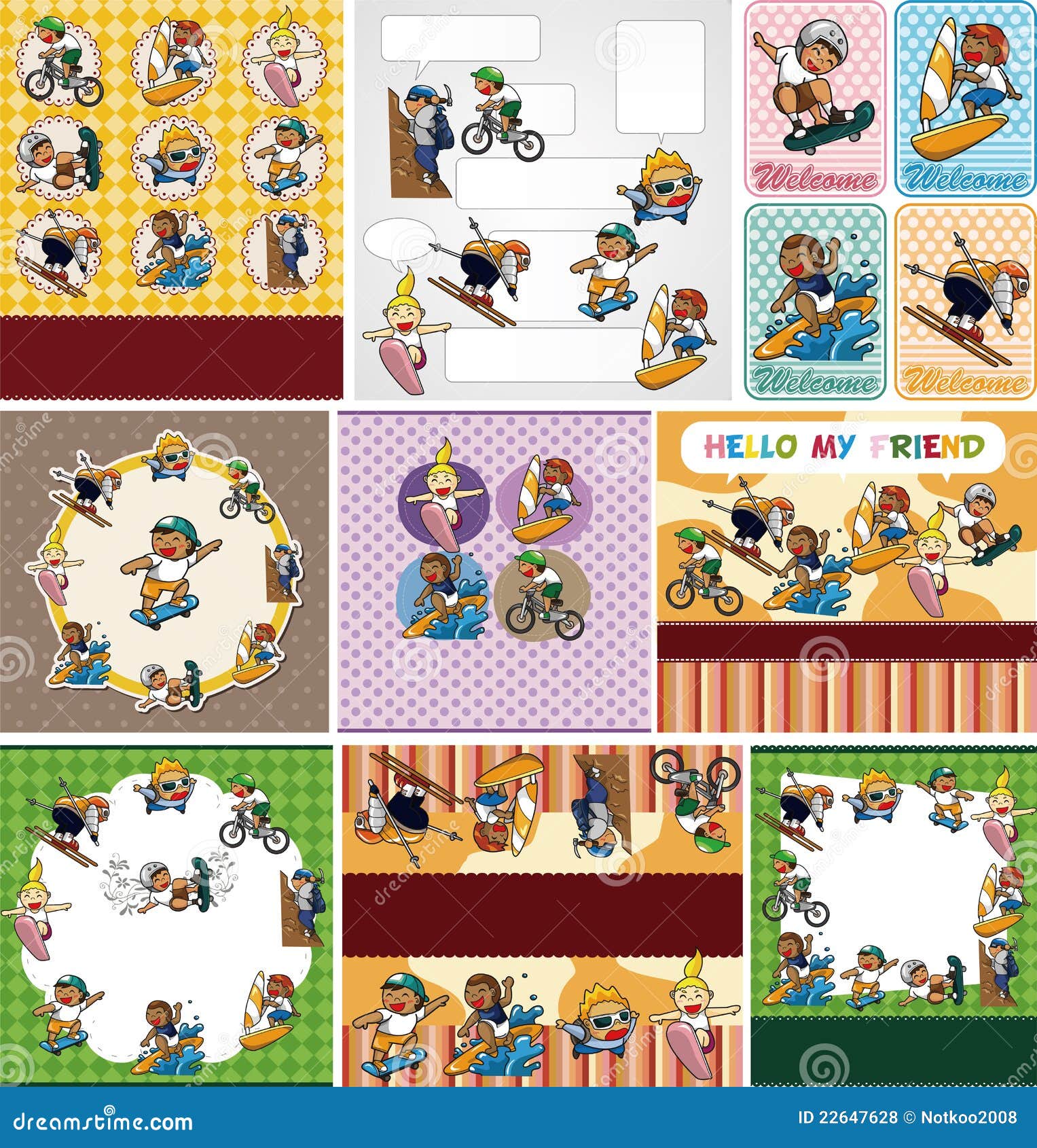 Cartoon Extreme sport card stock vector. Illustration of frame - 22647628