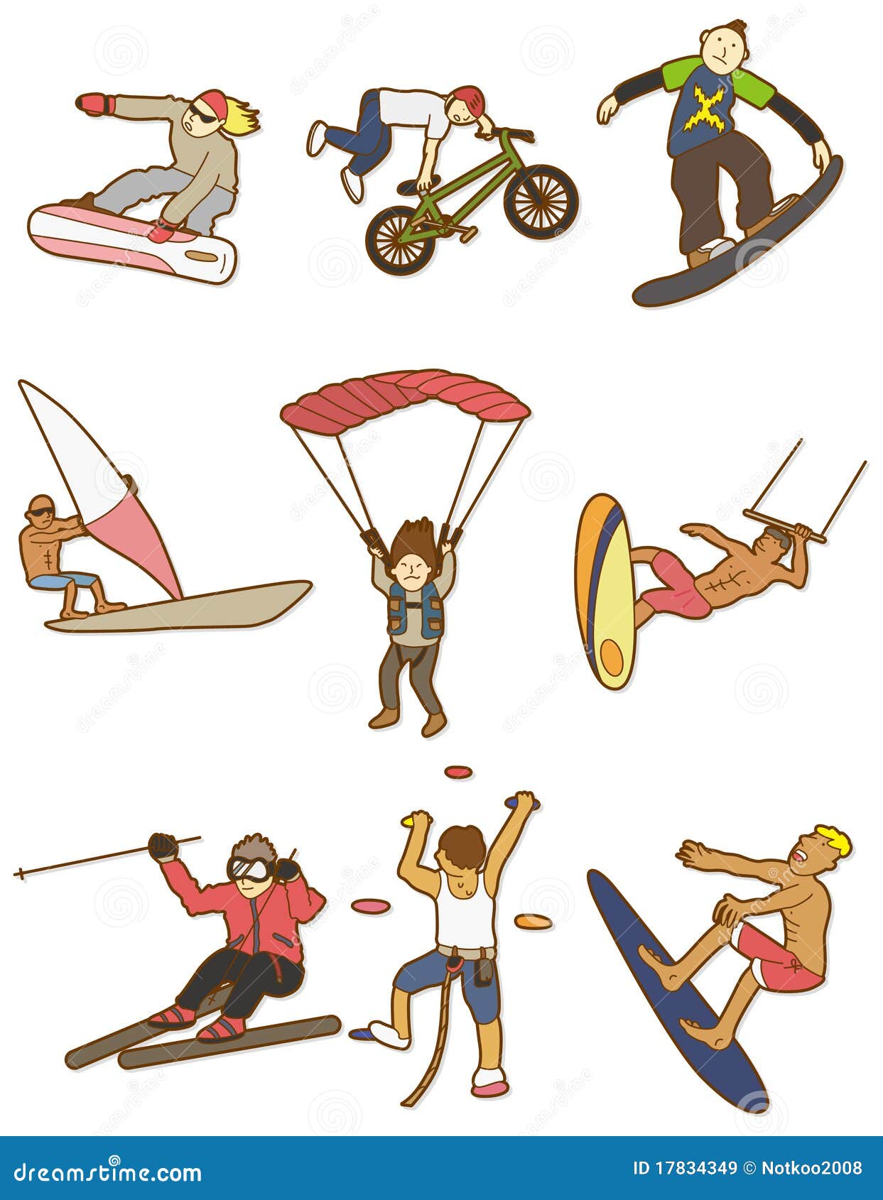 Cartoon Extreme sport icon stock vector. Illustration of happy - 17834349