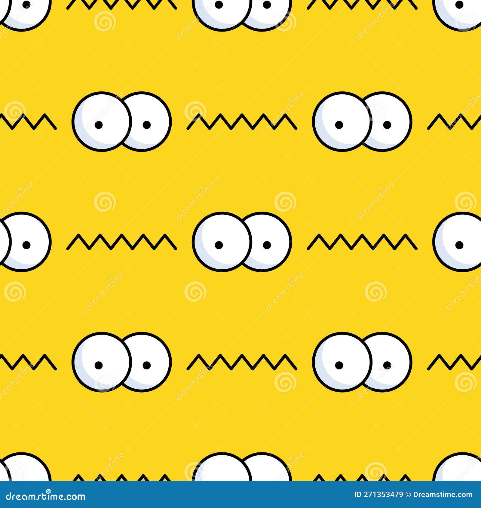 Cartoon Eye Pattern on Yellow Background for Print and Design. Vector ...