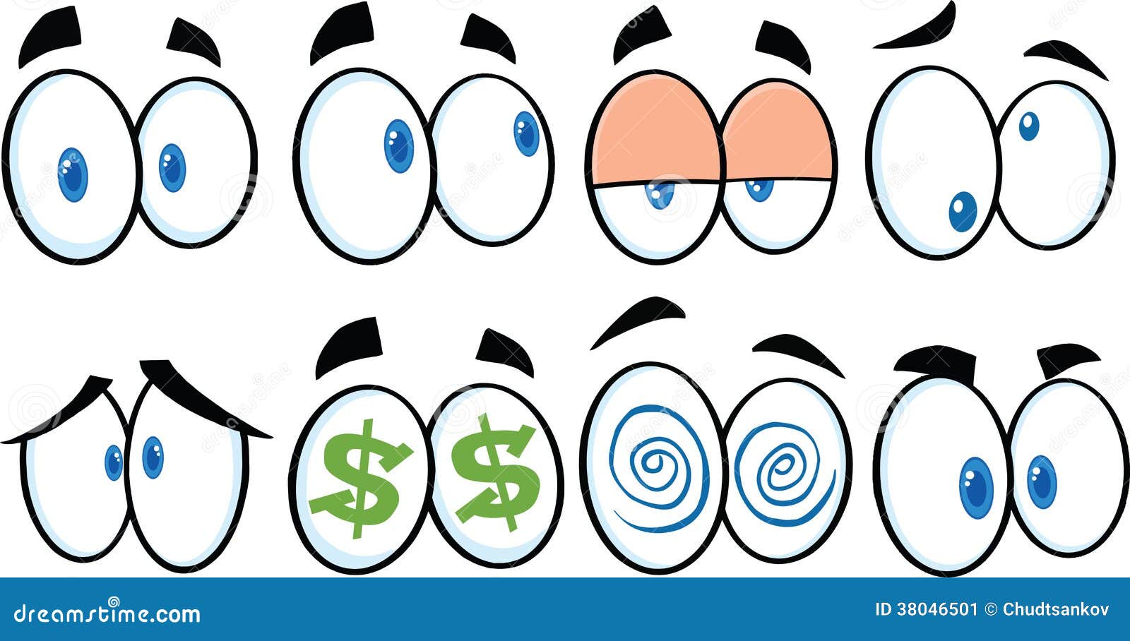 Cartoon Eyes 1. Collection Set Stock Vector - Illustration of happy ...