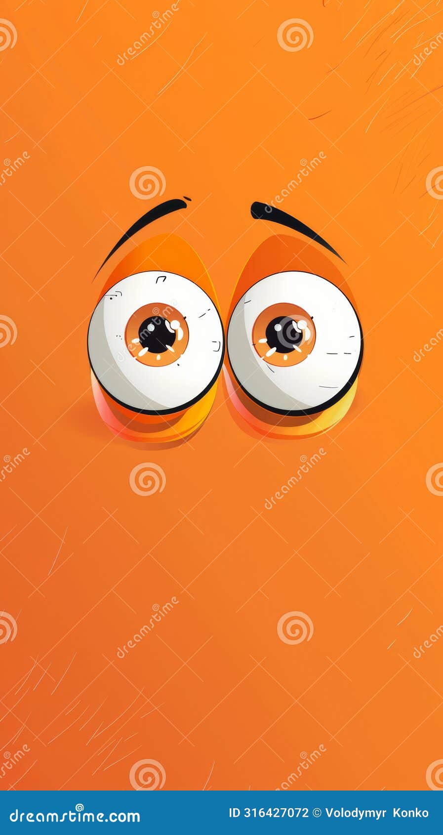 Cartoon Eyes with Exaggerated Expressions on Orange Background Stock ...