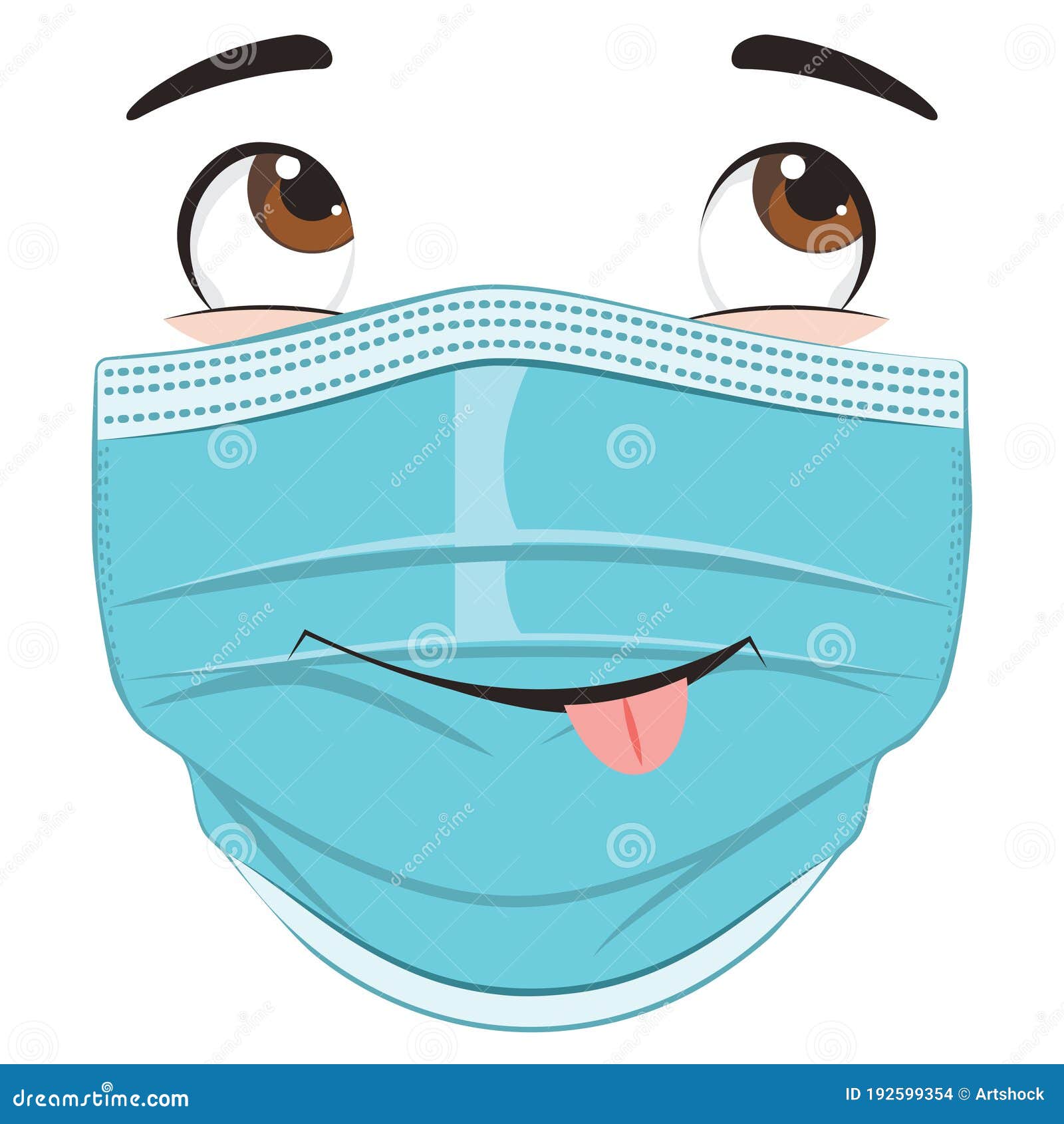 Cartoon eyes and face mask stock vector. Illustration of coronavirus ...