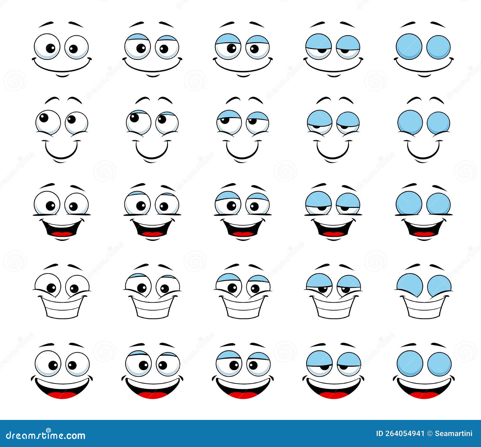 Cartoon Face and Blink Eye Animation, Sprite Sheet Stock Illustration ...