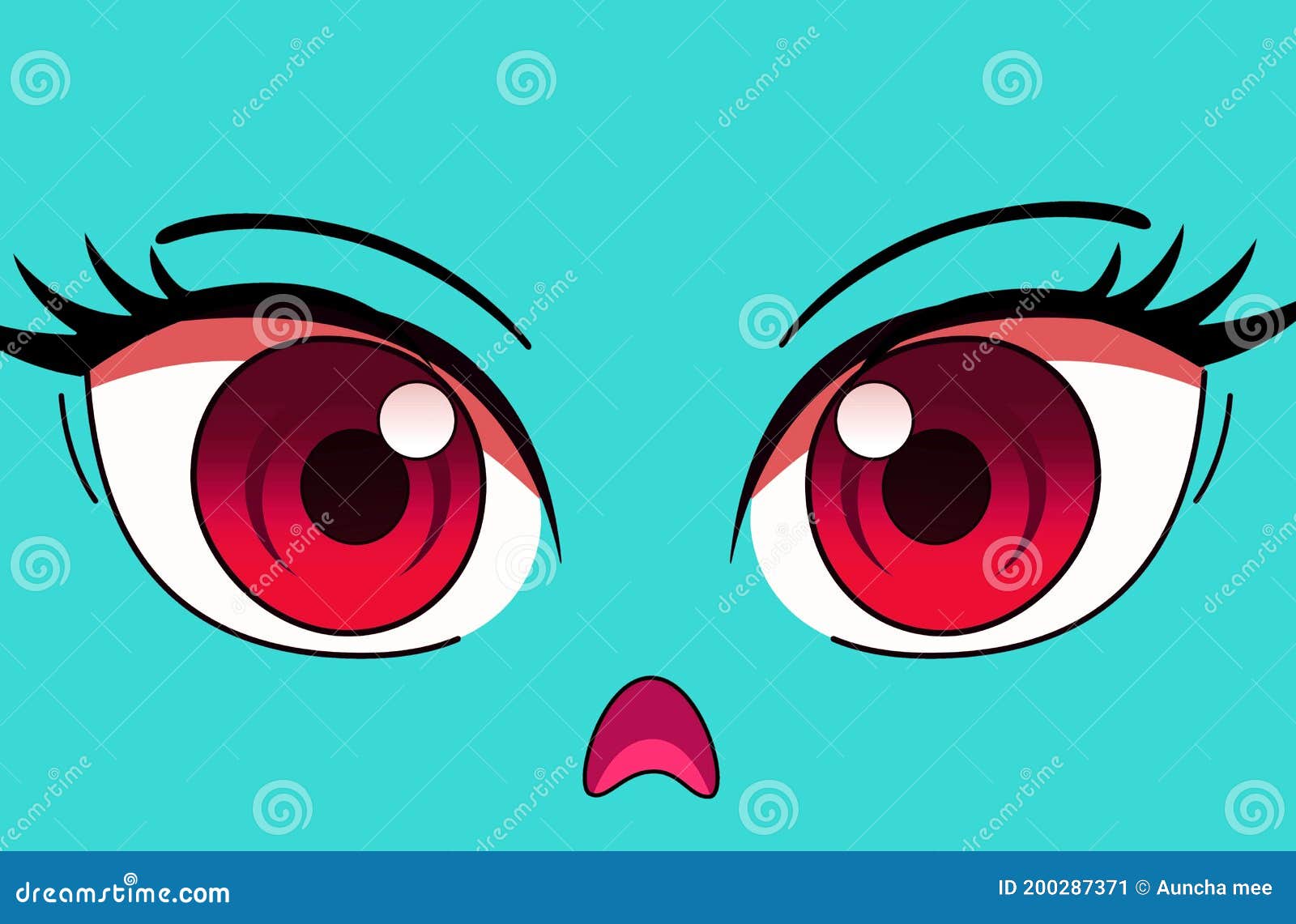Cartoon Face Design Style on Blue Background. Stock Illustration ...