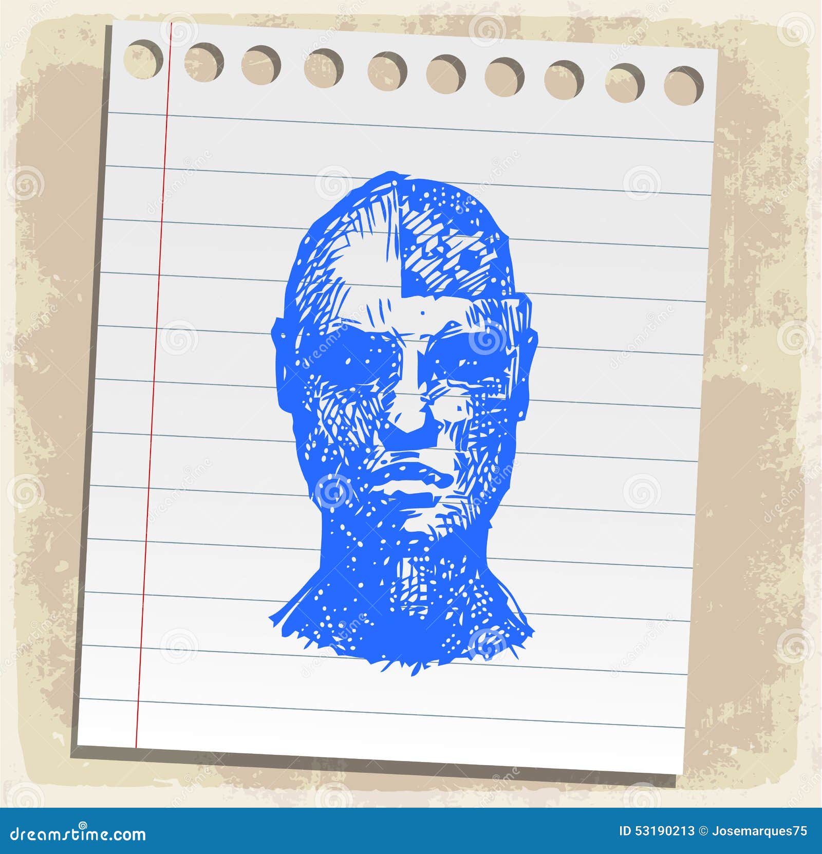 Cartoon Face Drawn on Paper Note, Vector Illustration Stock Vector ...