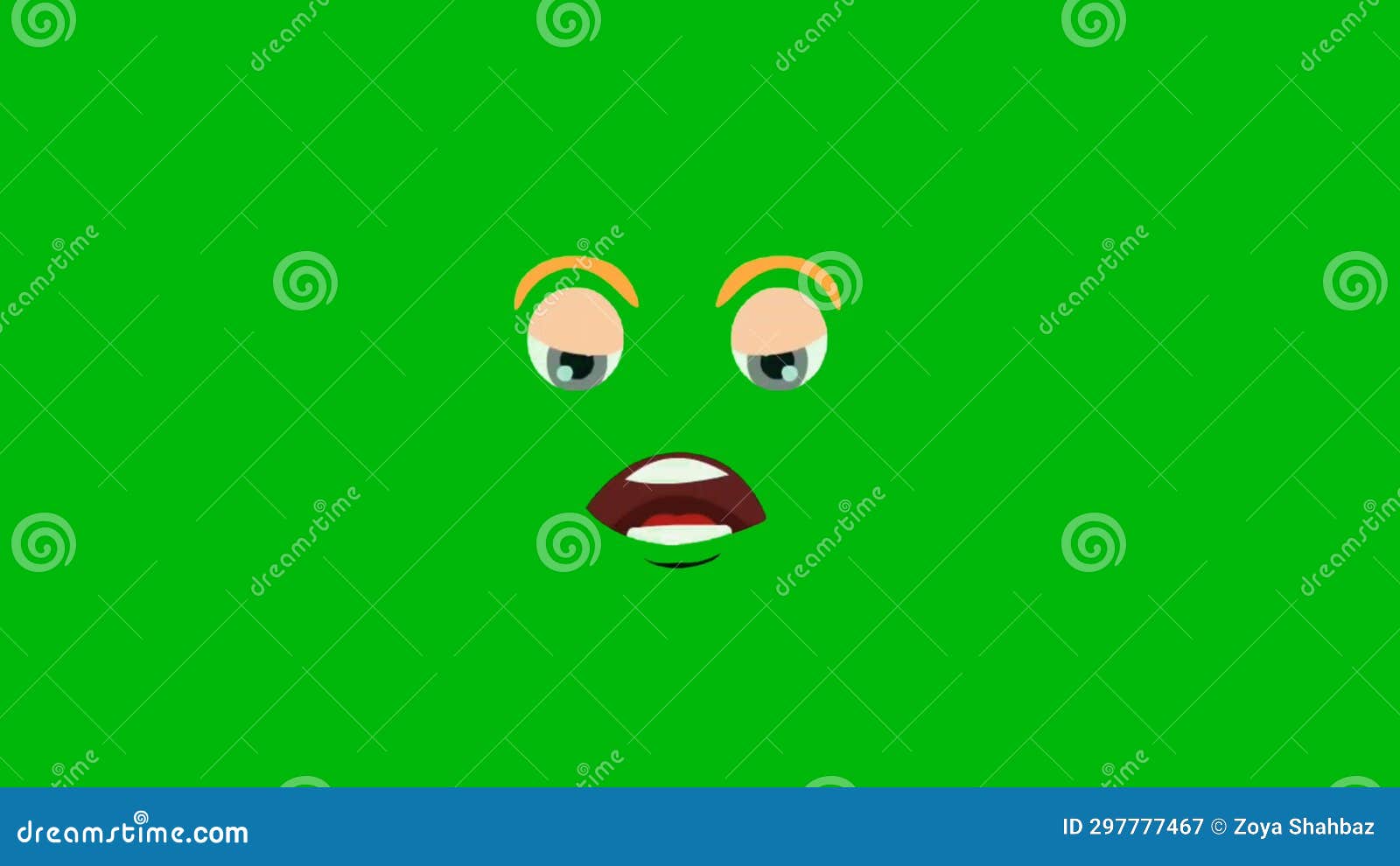 Cartoon Scary Face Animated Green Screen 4k Video Stock Video - Video ...