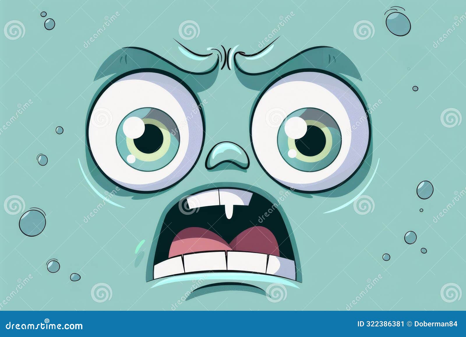 Cartoon Face with Large Expressive Eyes and Exaggerated Emotions in a ...