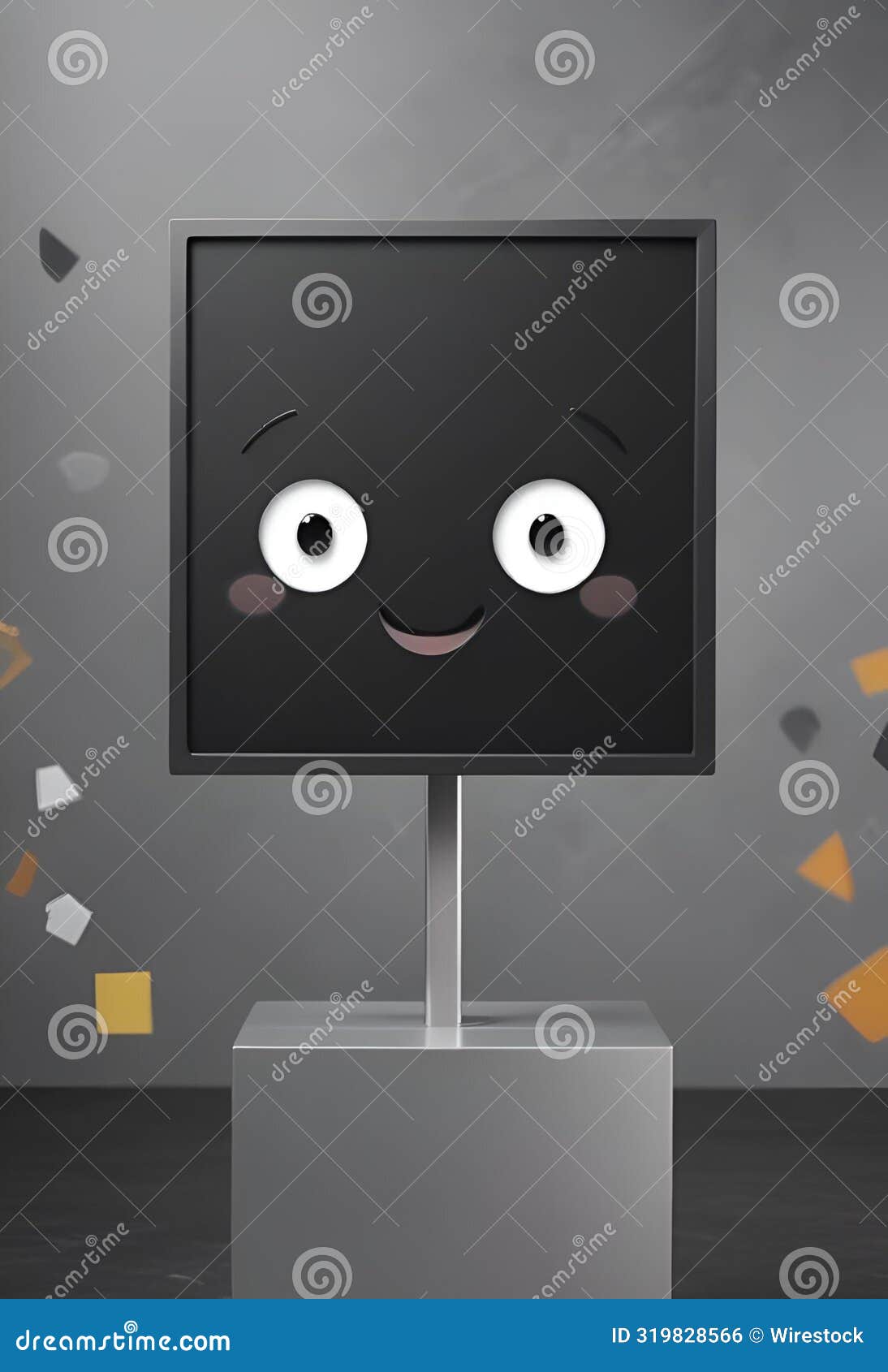 A Cartoon Face in the Middle of a Square Device with an Open Mouth ...