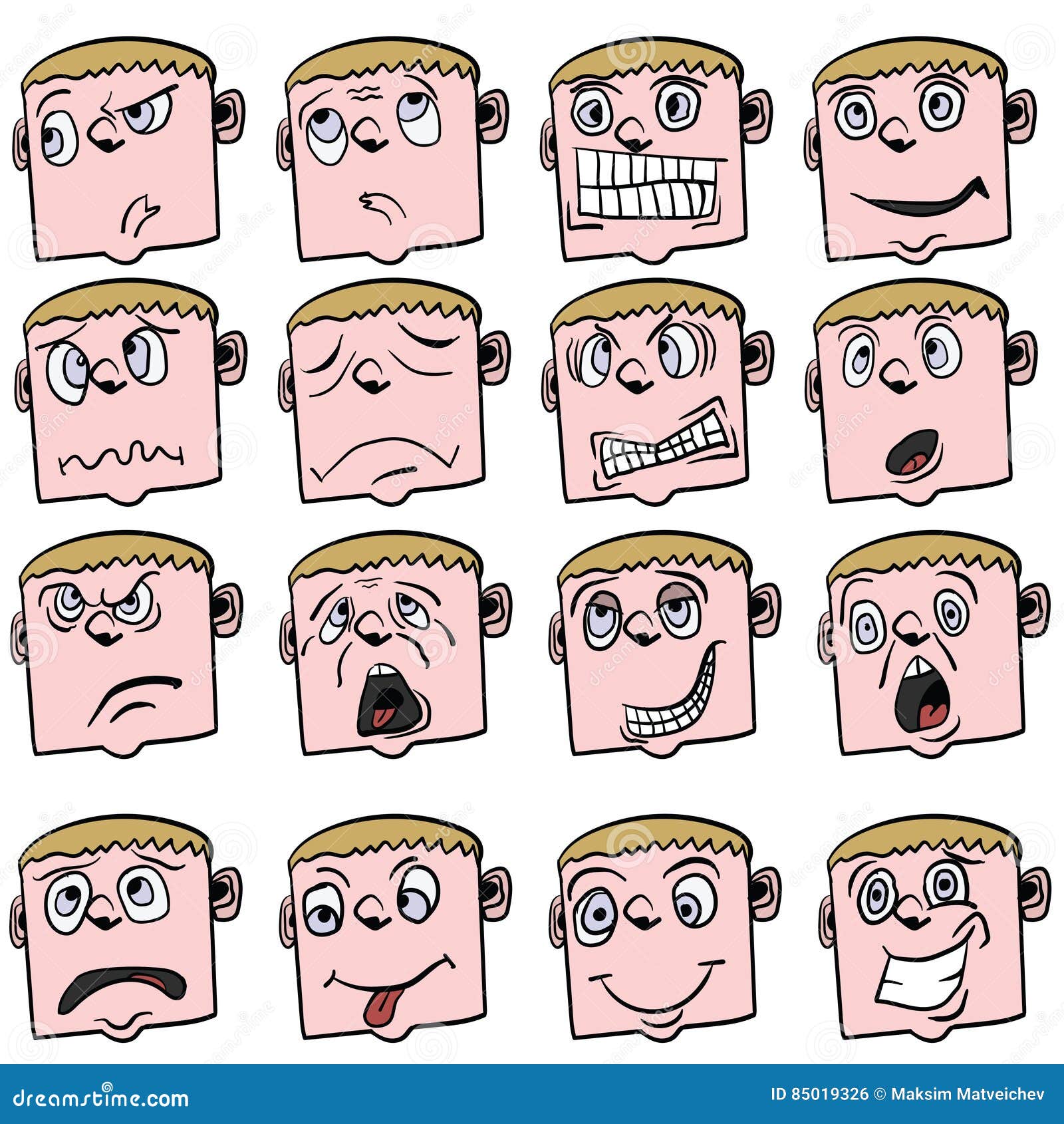 Cartoon face stock vector. Illustration of aggressive - 85019326