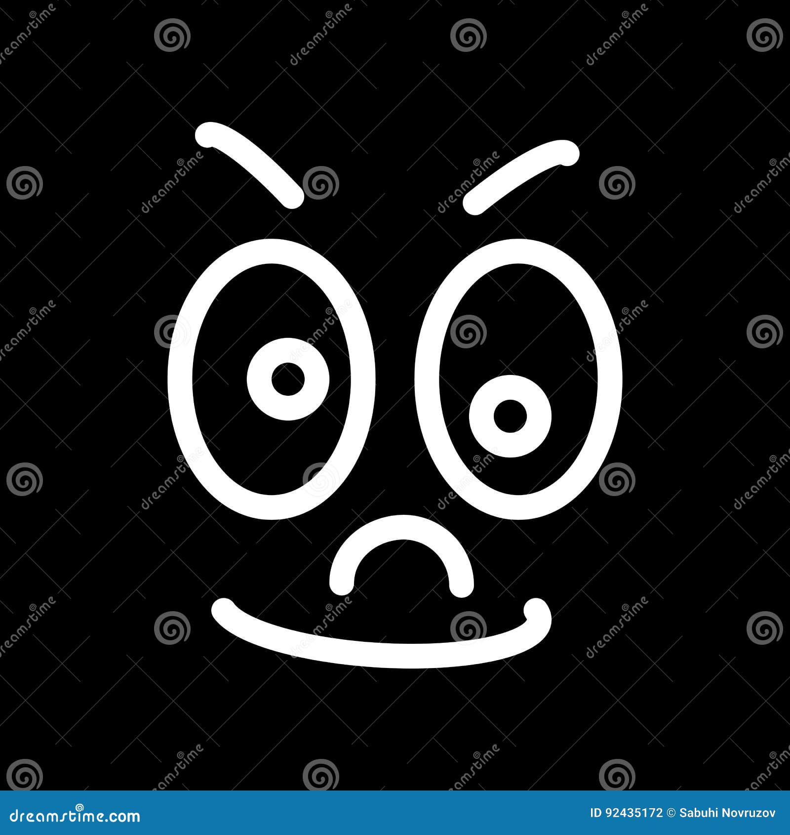 Cartoon Face With A Skeptical Expression On Black Background. Vector ...