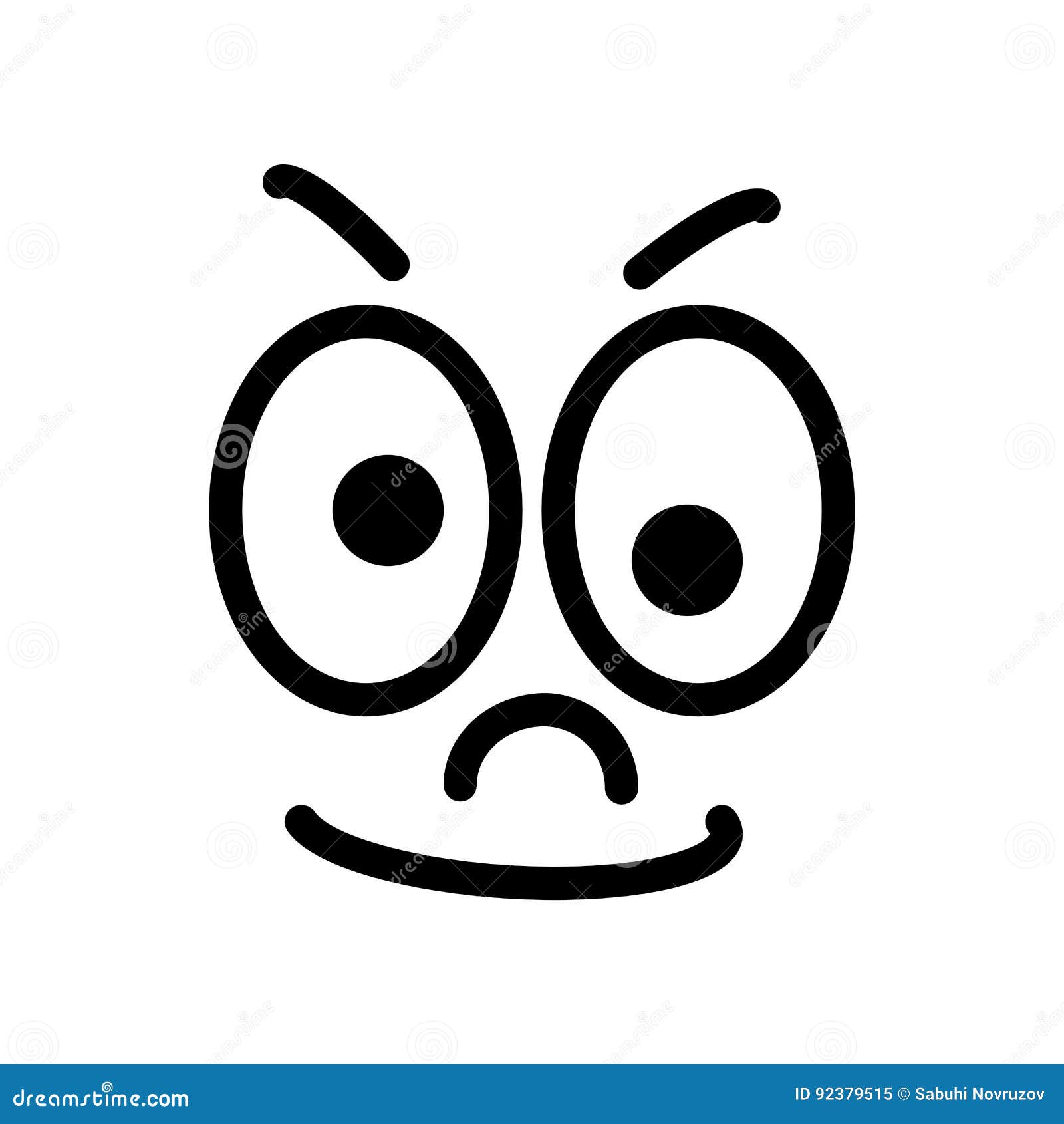 Cartoon Face with a Skeptical Expression on White Background. Stock ...