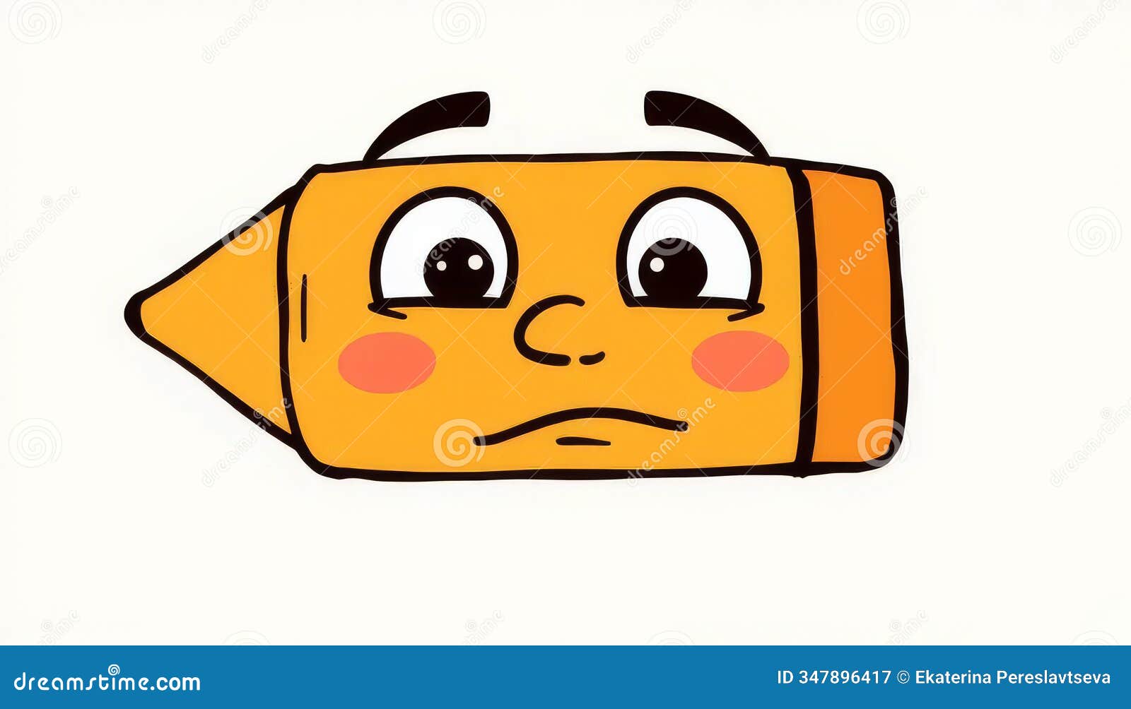 Cartoon Face with a Yellow Crayon Stock Illustration - Illustration of ...